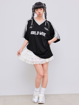 Buy Cider World Wide V-Neck Graphic Raglan Tee (L) Online