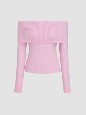 Buy Cider Off-Shoulder Knitted Long Sleeve Top (XXS) Online
