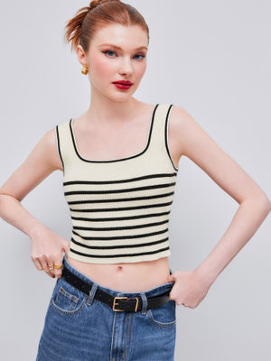 Buy Cider Knitted Square Neck Striped Crop Tank Top (S) Online