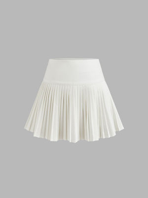 Buy Cider Mid Rise Solid Pleated Mini Skirt (L) Online