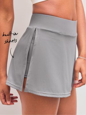 Buy Cider Airy Mid Rise Solid Knit Active Skorts (S) Online