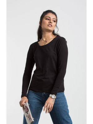 TINTED T-shirts : Buy TINTED Black Solid Broad Neck Top Online | Nykaa ...