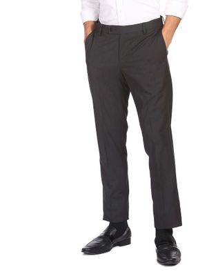 Arrow Formal Trousers : Buy Arrow Men Grey Flat Front Solid Formal ...