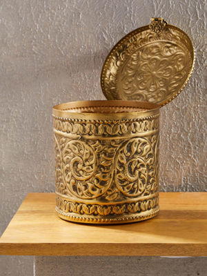 Buy Fabindia Golden Urvi Metal Utility Box Online