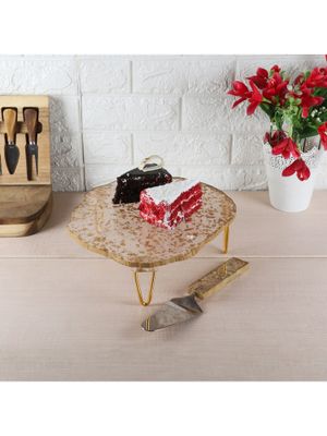 Buy Amaya Decors Gold flex Resin Cake Platter Online