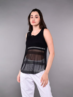 Buy Tuna London Black Netted Tank Top (S) Online