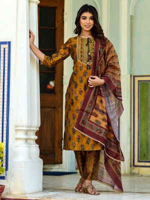 Rangai Salwar Suits and Sets : Buy Rangai Mustrad Hand Block Printed ...