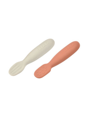 Buy Beaba Pack of 2 Silicone Pre-Feeding Spoons Terracotta-Velvet Grey ...