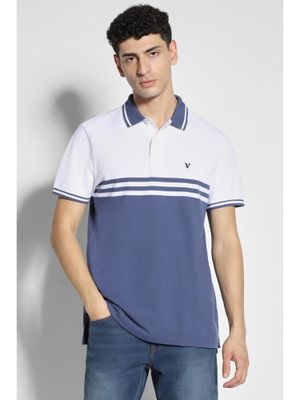 Buy American Eagle Men Blue Colorblock Collar Neck Regular Fit Polo T ...