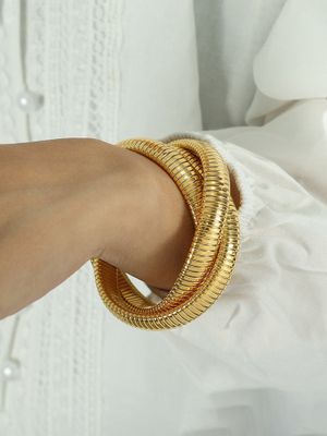 Buy Jewels Galaxy Gold Plated Triple Layer Snake Chain Tangled Bracelet ...