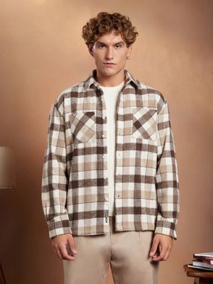 Buy Campus Sutra Men's Chocolate Brown and Ecru Beige Buffalo-Check ...