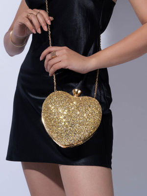 Buy Joker & Witch Meg Gold Glam Metallic Clutch Online