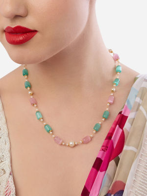 Buy Zaveri Pearls Multi-Colour Dazzling Beads and Pearls Necklace Online