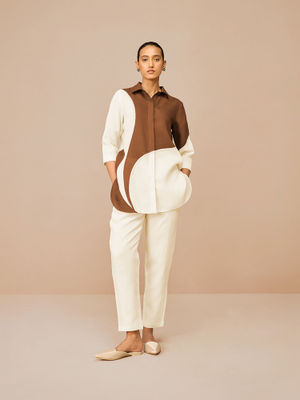 Buy AMPM Brown Zelda Colorblock Co-Ord (Set of 3) (S) Online