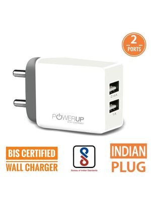 Buy PowerUp AMP 3.4A Wall Charger 17W 2USB Port Ultra Smart - White Online