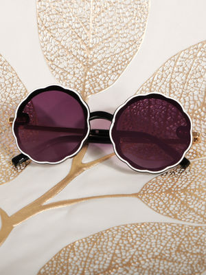 Buy DukieKooky Kids Black & White Round Shape Sunglasses Online