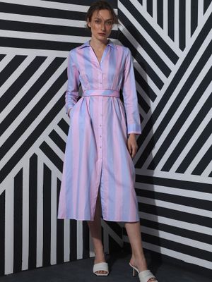 Buy RAREISM Prach Pink Dress with Belt (Set of 2) Online