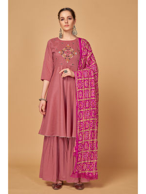 Buy Monjolika Fashion Blush Pink Color Swarovski Festival Silk Viscose ...