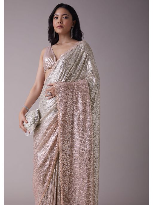 silver sequins saree
