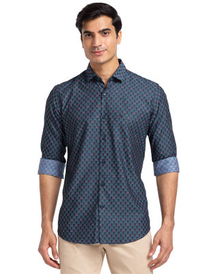 Buy Raymond Regular Fit Printed Blue Shirt Online