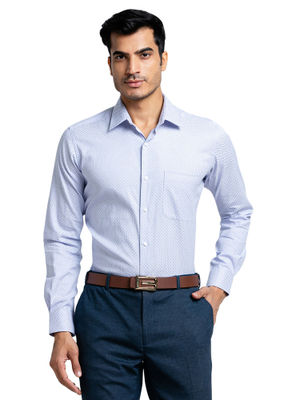 Buy Raymond Regular Fit Self Design Blue Shirt Online