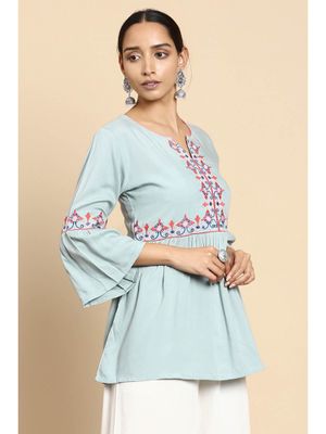 Buy Soch Women Blue Embroidered Tunic Online