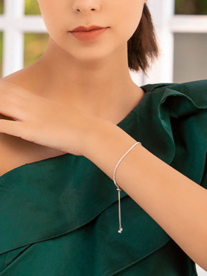 Buy Sheer by Priyaasi Simply Studded Sterling Silver Bracelet Online