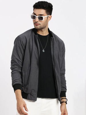 Buy SHOWOFF Mens Dark Grey Bomber Jacket (M) Online