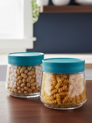 Buy Luminarc Transparent 500 Ml Swing Jar with Blue Lid (S) Online