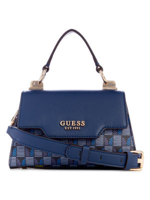 Buy Guess Women Blue Printed Handheld Bag With Magnetic Button Closure ...