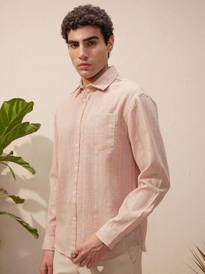 Buy HIGHLANDER Men Pink Self Design Casual Shirt (L) Online