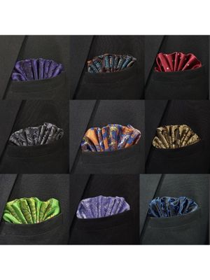 Buy The Tie Hub Microfiber Pocket Square for Men (Pack of 9) Online
