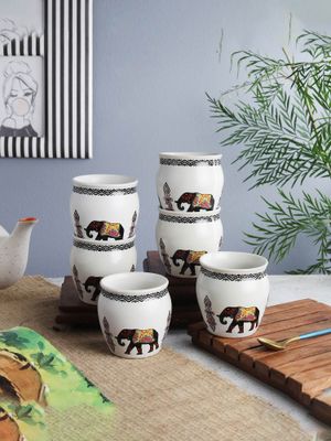 Buy The Decor Mart Kullad Chai Cups with Elephant Motif - Set of 6 Online