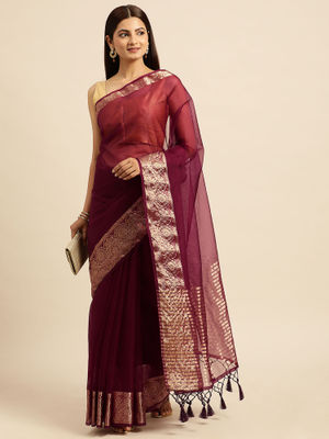 KASEE Embroidered Sarees : Buy Kasee Zari Silk Cotton Chanderi Saree ...