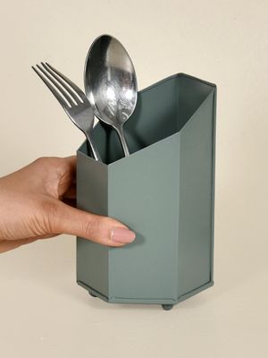 Buy Living With Elan Elan Edge Metal Cutlery Holder (Moss Green) Online