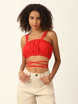 Buy Red Tie Up Crop Top Online