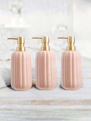 Buy Anko 3 Pink Ribbed Soap Dispensers Online