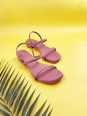 Buy The Madras Trunk Light Pink Kadal Block Heels Sandals (EURO 36) Online