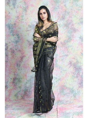 Arhi handloom_sarees_women_indianwear : Buy Arhi Black Jamdani Saree ...
