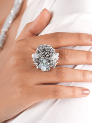 Buy House of D'oro Women Vai Blue Handcrafted Finger Ring Online