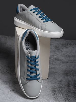 Buy SOLETHREADS Classic Grey Solid Men Sneakers Online