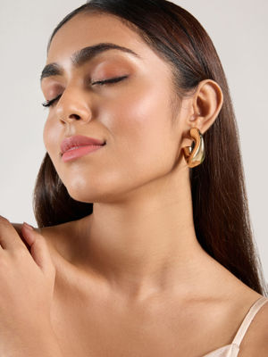 Buy Pipa Bella by Nykaa Fashion Gold Solid Statement Hoop Earrings Online