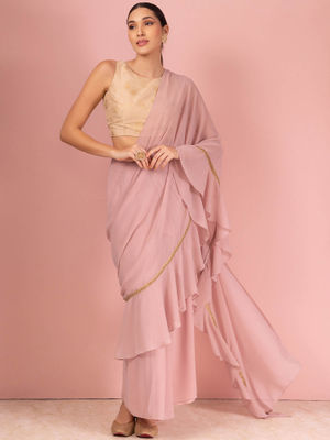 Buy Indya Light Pink Ready to Wear Saree Online