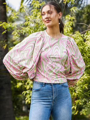 Buy KASSUALLY Pink Bat Wings Sleeves Knitted Top Online