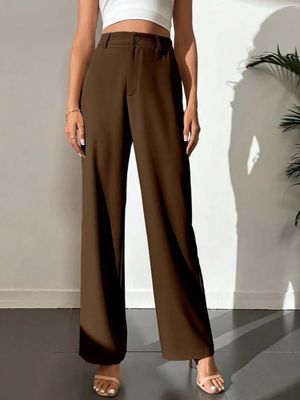 Buy BROADSTAR Women Brown Polyester Formal Trouser (28) Online