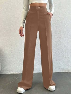 Buy BROADSTAR Women Brown Polyester Formal Trouser (28) Online