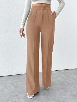 Buy BROADSTAR Women Beige Polyester Formal Trouser (28) Online