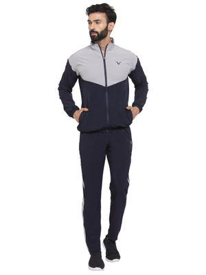 Buy INVINCIBLE Navy Blue Grey Men Light Weight Lounge Tracksuit (Set of ...