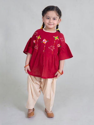TIBER TABER Fusion wear : Buy TIBER TABER Girls Top Set Phulkari Kite ...
