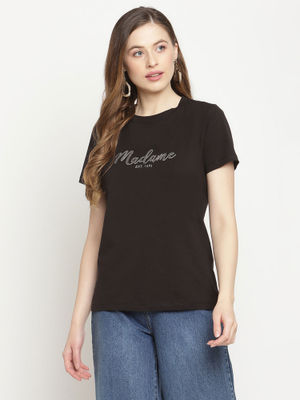 Buy MADAME Black Crew T-Shirt Online
